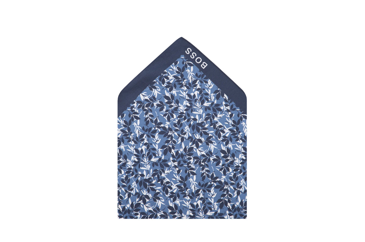 Hugo Boss - POCKET SQUARE in Blue Leaf Print Cotton 50449829 – Harveys ...